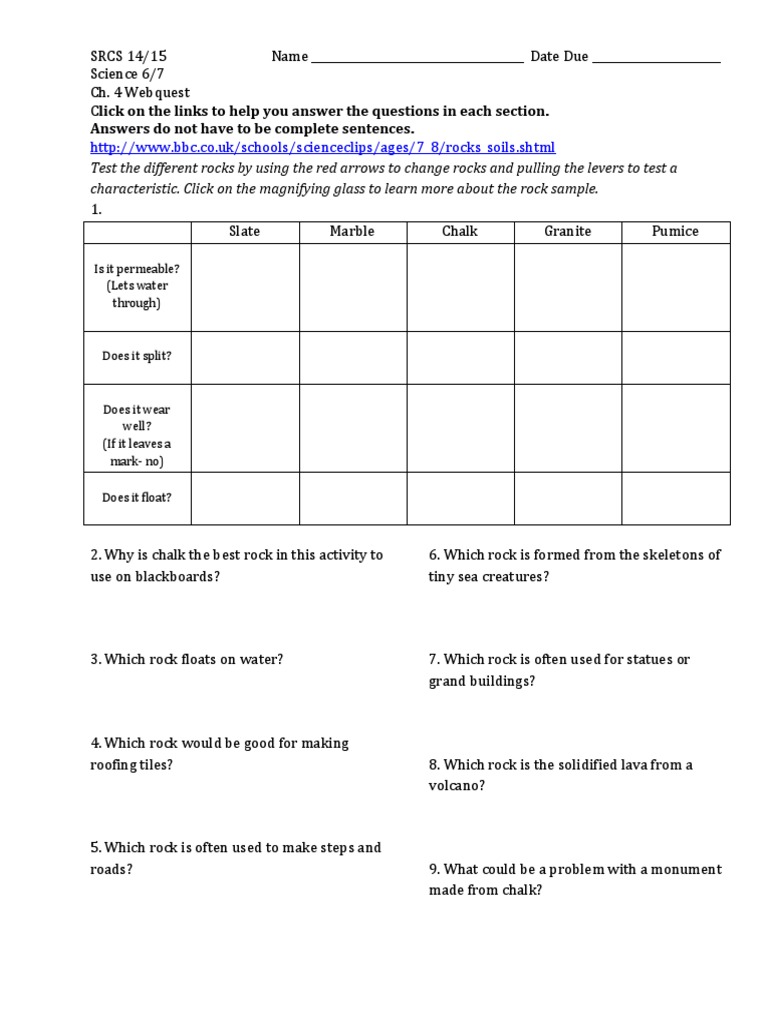 Science Webquest: Exploring Rocks | PDF | Rock (Geology) | Igneous Rock