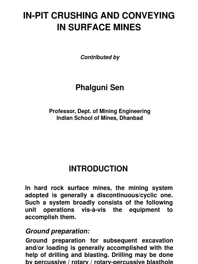 In-Pit Crushing and Conveying Systems | PDF | Mining | Coal Mining