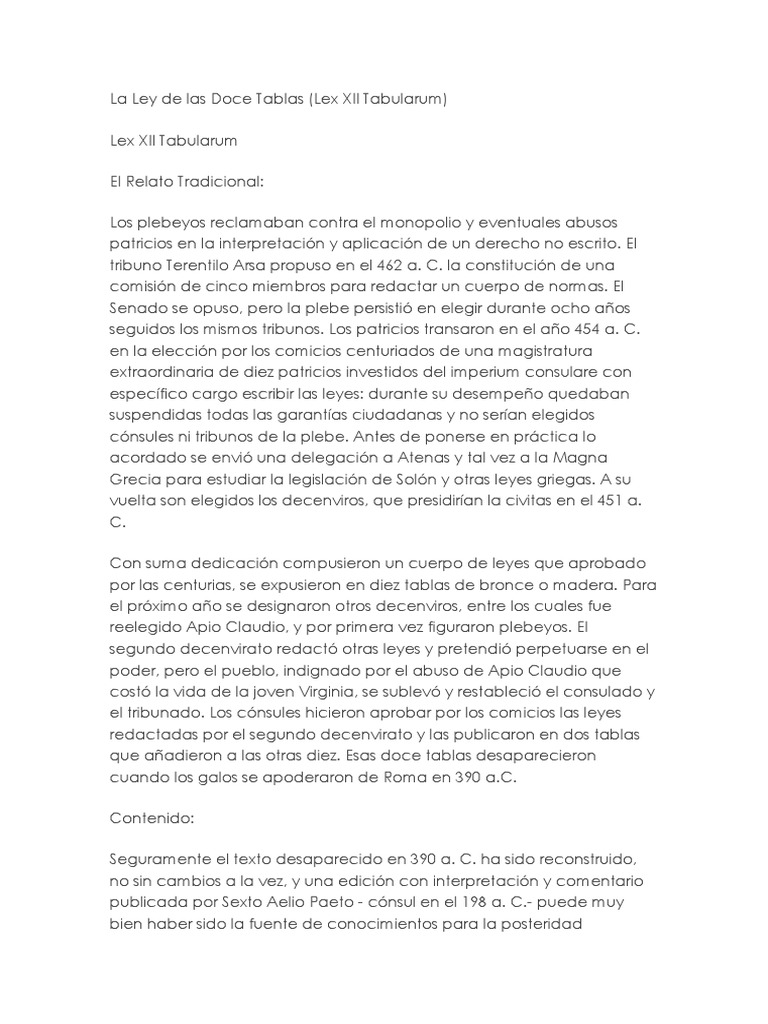 La Ley de Las Doce Tablas | PDF | Roma antigua | Civilizaciones clásicas