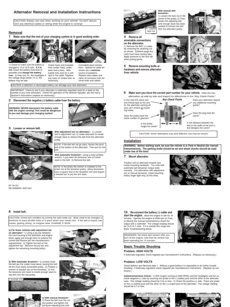 Alternator Install Auto Pdf Electricity Manufactured Goods