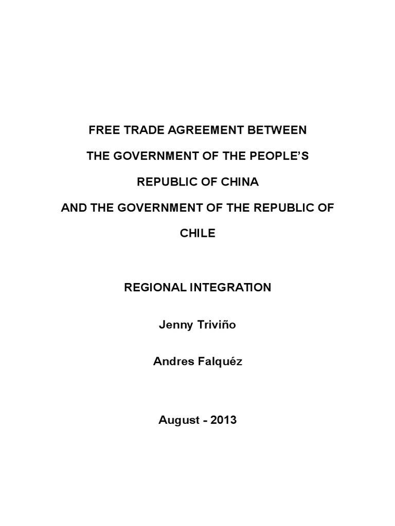 Fta China Chile | PDF | Chile | China