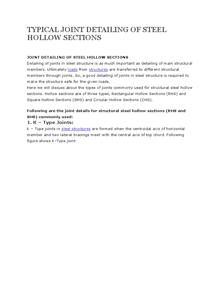 Steel Hollow Section Joint Details | PDF | Truss | Structural Steel