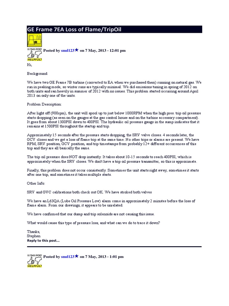 GE Frame 7EA Loss of Flame | PDF | Valve | Pump