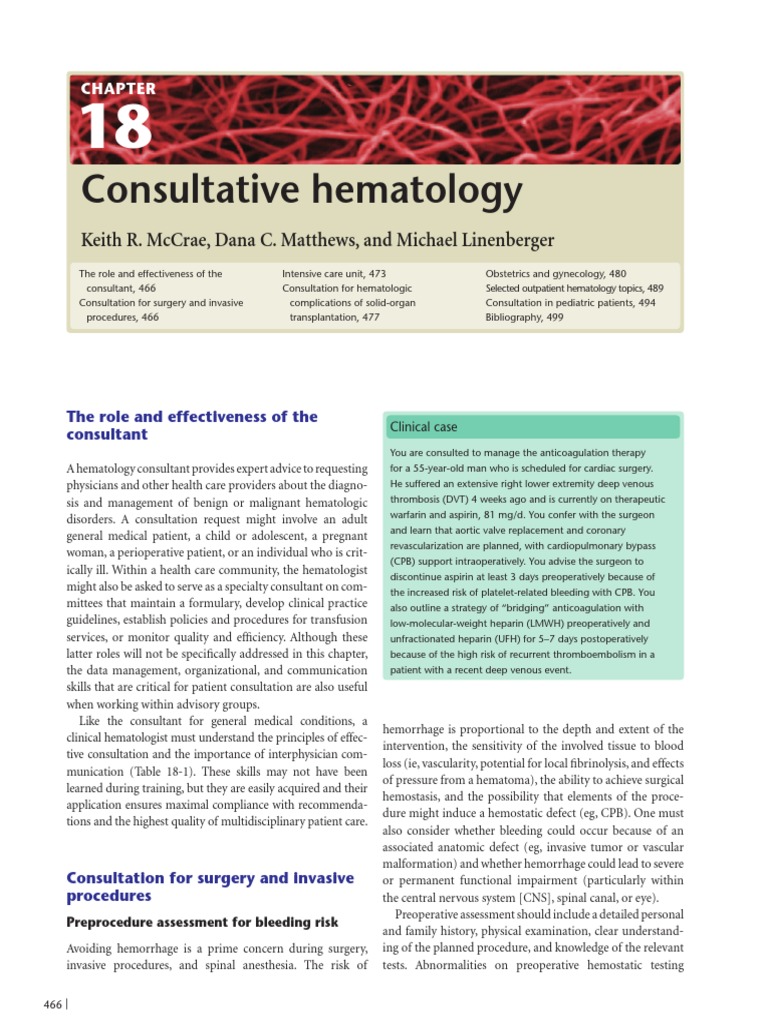 18 Consultative Hematology | PDF | Bleeding | Hemostasis