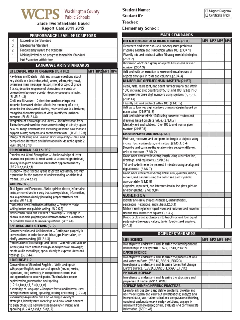 2014 Grade 2 Report Card | PDF | English Language | Second Language