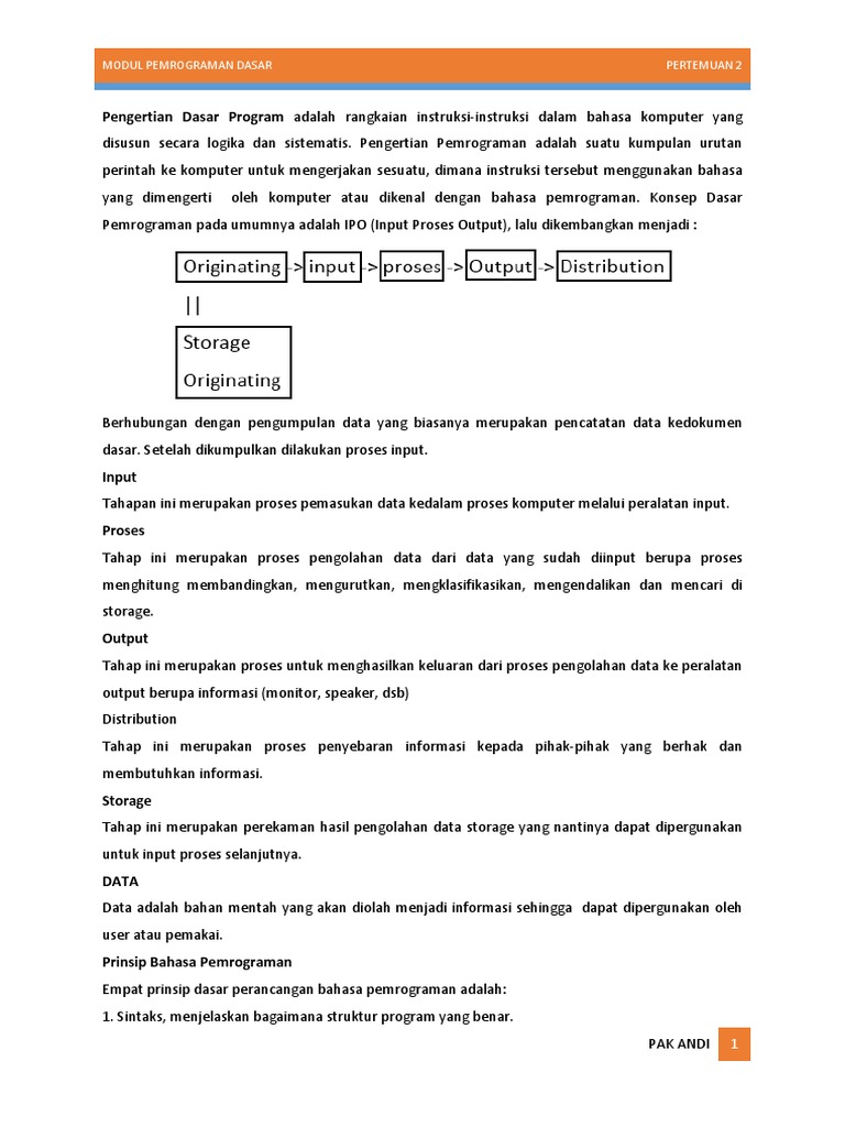 Modul Pemrograman Dasar Pertemuan 1 | PDF