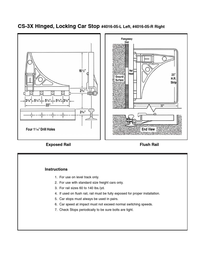 CS-3X Locking Car Stops Installation Guide | PDF | Technology & Engineering