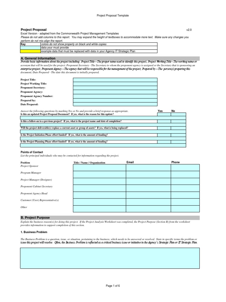 Project Proposal Excel Template v2.0 | PDF | Strategic Management ...