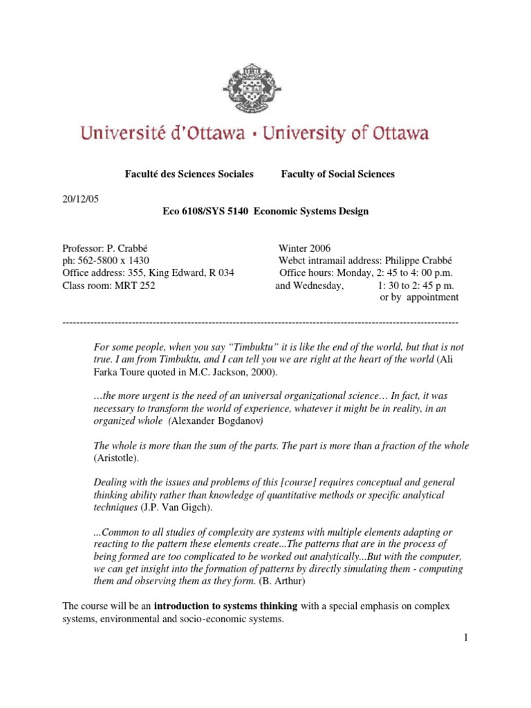 Economic System Design Outline | PDF | Systems Thinking | Academic ...