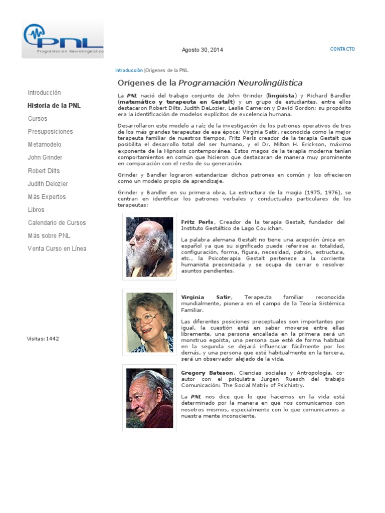 Orígenes de la PNL: Grinder, Bandler y los 3 grandes terapeutas | PDF ...