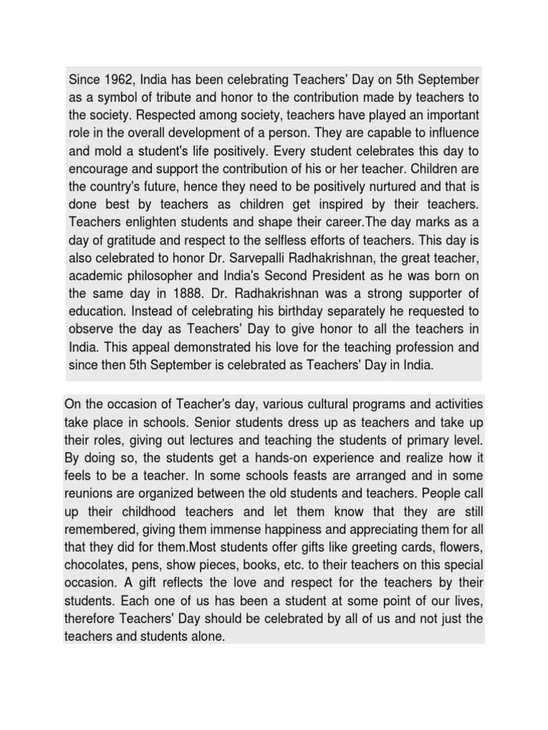 India's Teachers' Day Honors Contribution of Educators | PDF | Teaching ...