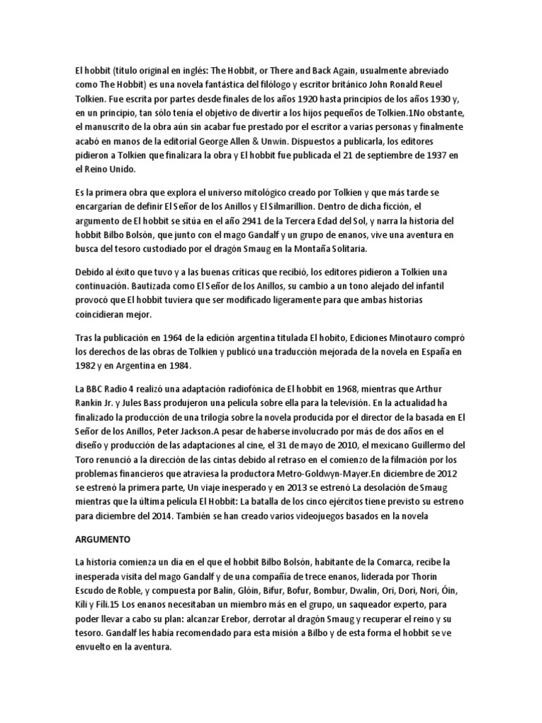 El Hobbit | PDF | El Hobbit | Bilbo Baggins