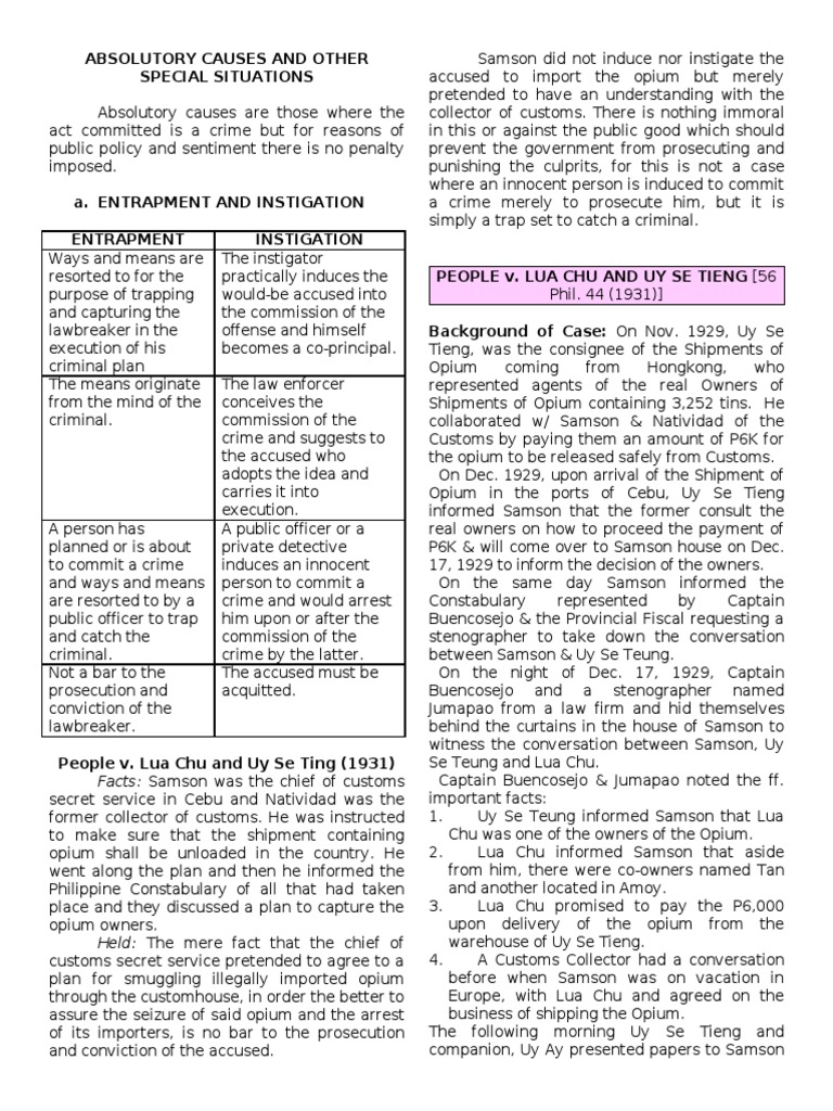 Absolutory Causes and Mitigating Circumstances | Download Free PDF ...