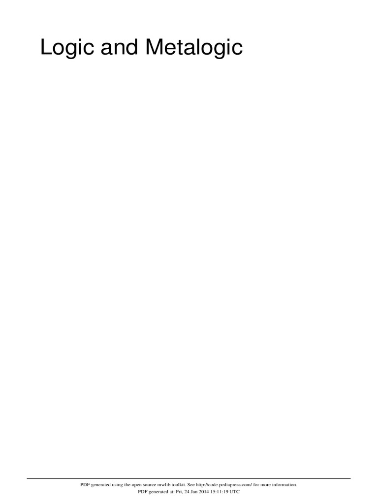 Logic and Metalogic | PDF | Logic | Mathematical Logic