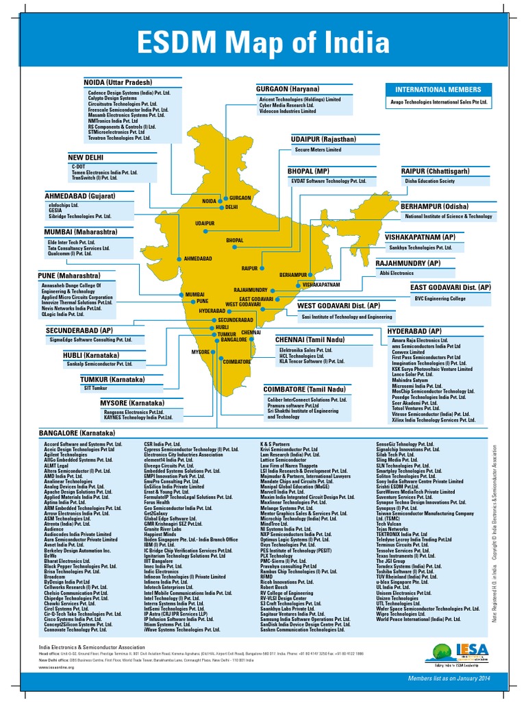 IESA Electronics Map of India | PDF | Integrated Circuit | Companies