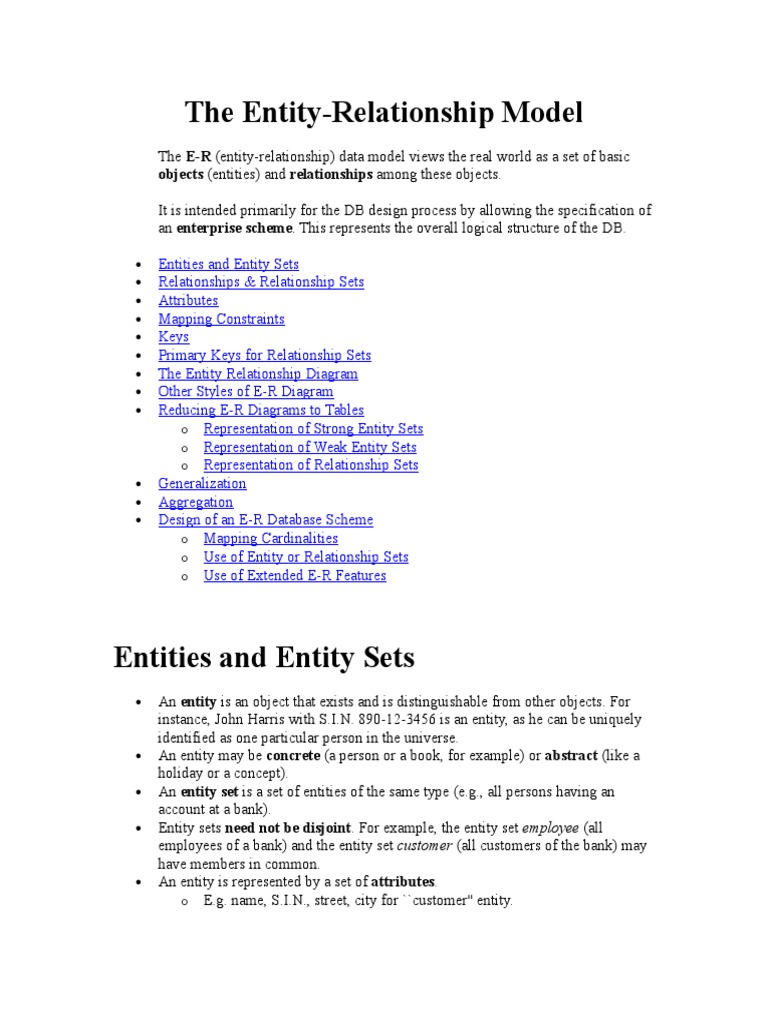 The Entity-Relationship Model | Download Free PDF | Data Model ...
