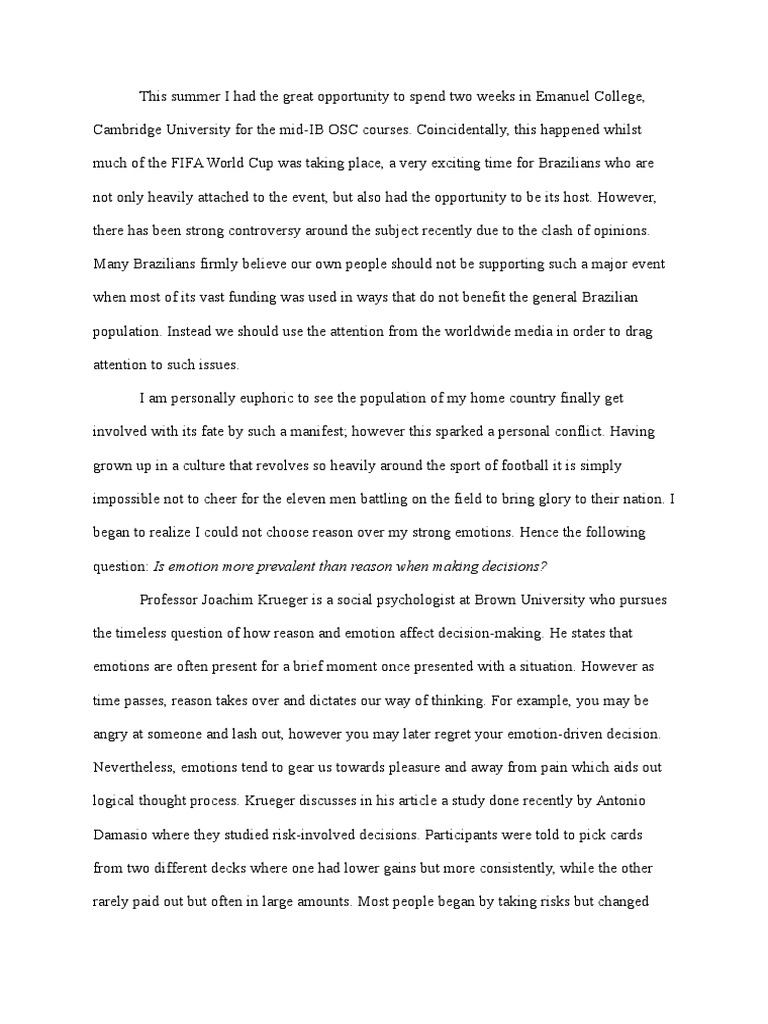 IB TOK Journal Example | PDF | Metaphysics Of Mind | Subjective Experience