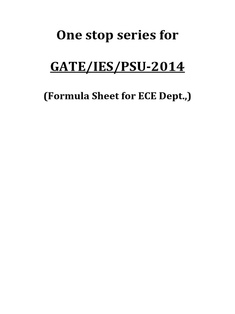 Ece Formula Sheet Final | PDF