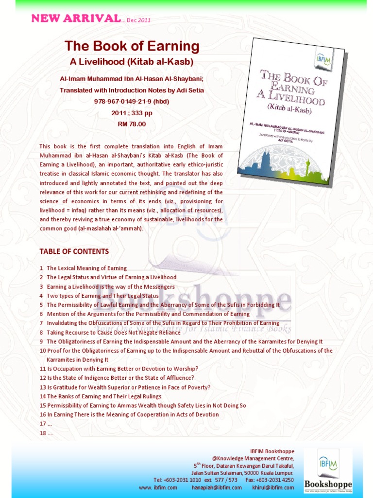 The Book of Earning a Livelihood (Kitab al-Kasb): An Important Early ...