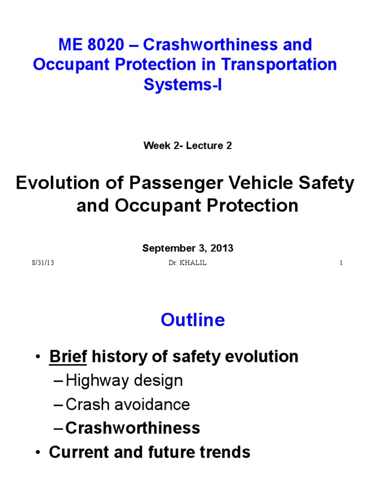 Vehicle Safety Evolution Lecture | PDF | Airbag | Seat Belt