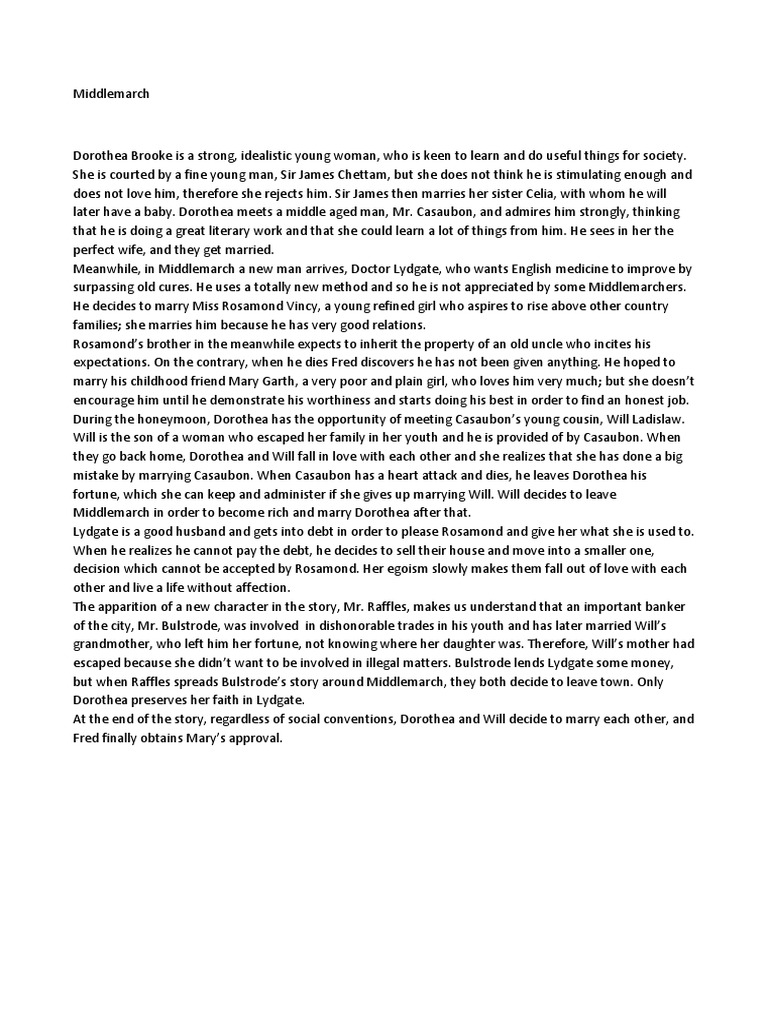 Middlemarch plot | Middlemarch | Novels