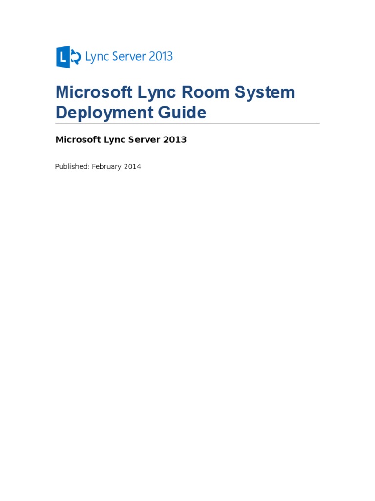 Lync Room System Deployment Guide | PDF | Server (Computing) | Provisioning
