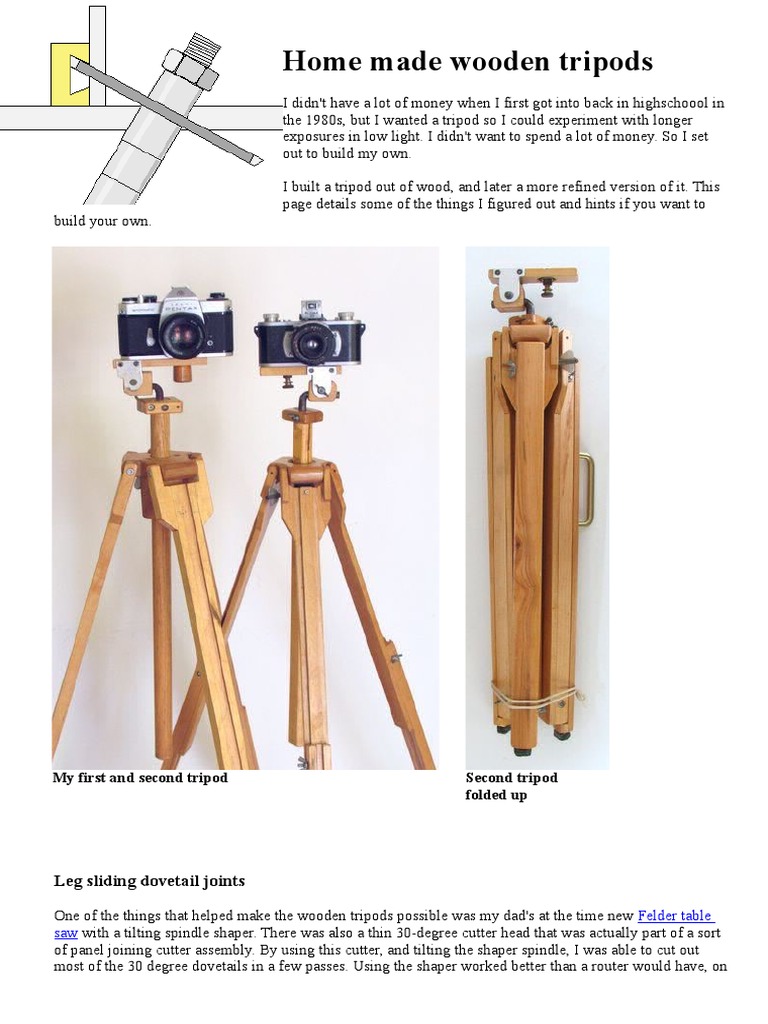 Home Made Wooden Tripods | PDF | Tripod (Photography) | Screw