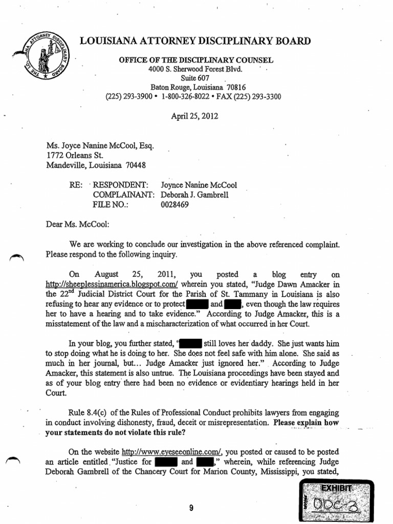 2012-04-25 LTR From LADB Re Complaint - Redacted | PDF | Judge | Lawyer