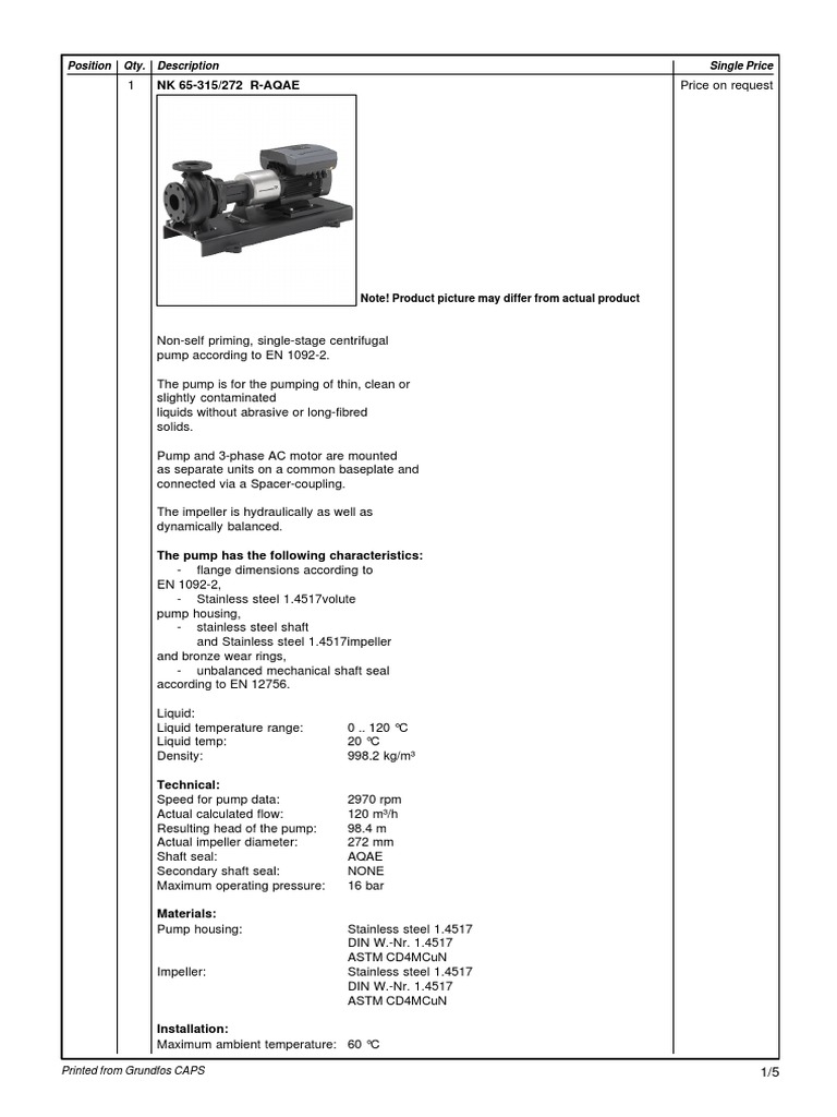 290UG - Catalogue Reject Pump | PDF | Pump | Bearing (Mechanical)