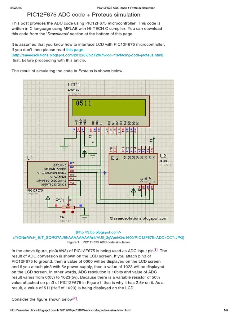 PIC12F675 ADC Code + Proteus Simulation | PDF