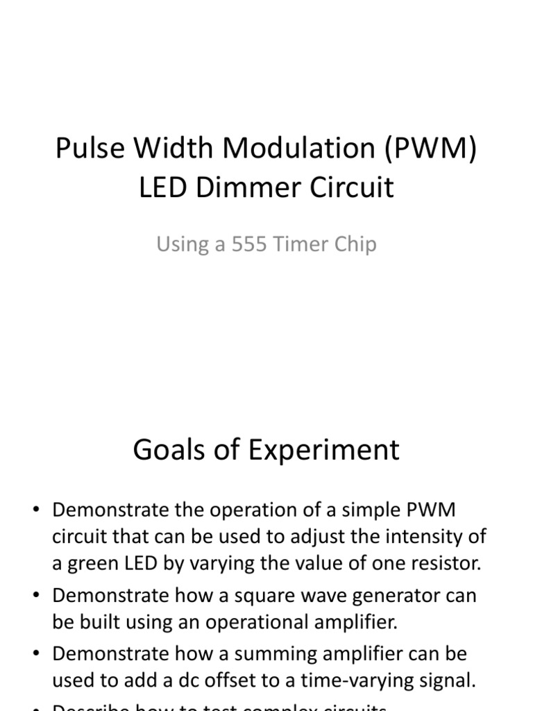 Controlling LED Intensity through Pulse Width Modulation: An ...