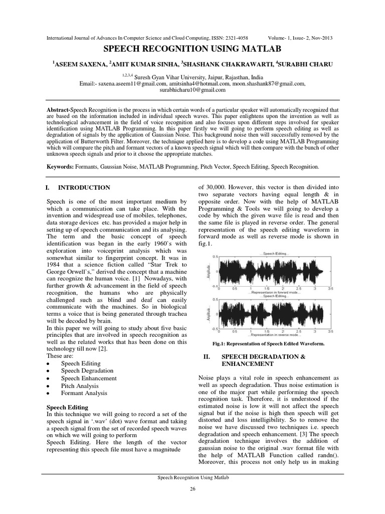 Speech To Text Matlab PGM | PDF | Speech Recognition | Signal (Electrical Engineering)