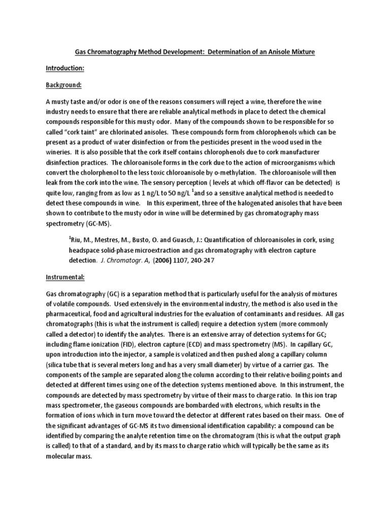 Analysis of Anisoles GCMS | PDF | Gas Chromatography | Mass Spectrometry