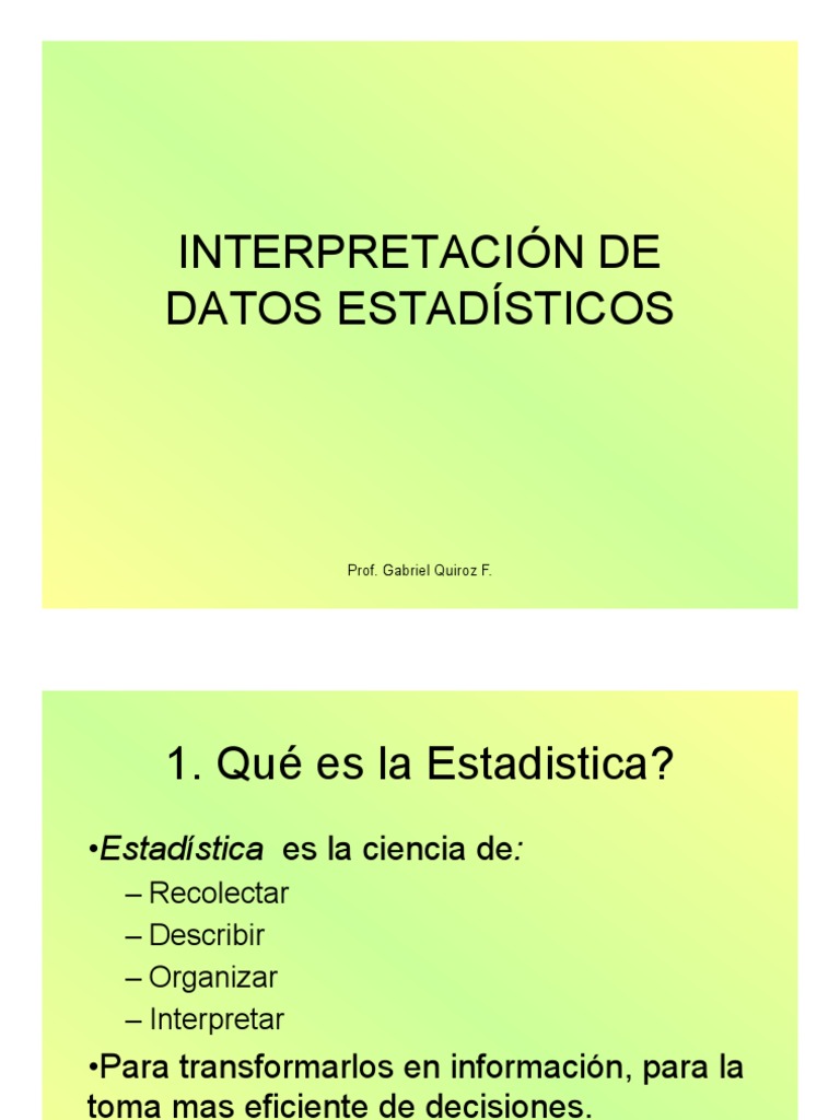 Interpretacion de Datos Estadisticos | Estadísticas | Medición
