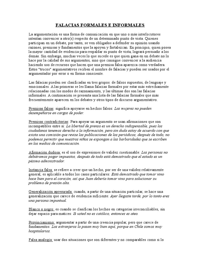 Falacias Formales e Informales | PDF | Falacia | Ciencia cognitiva