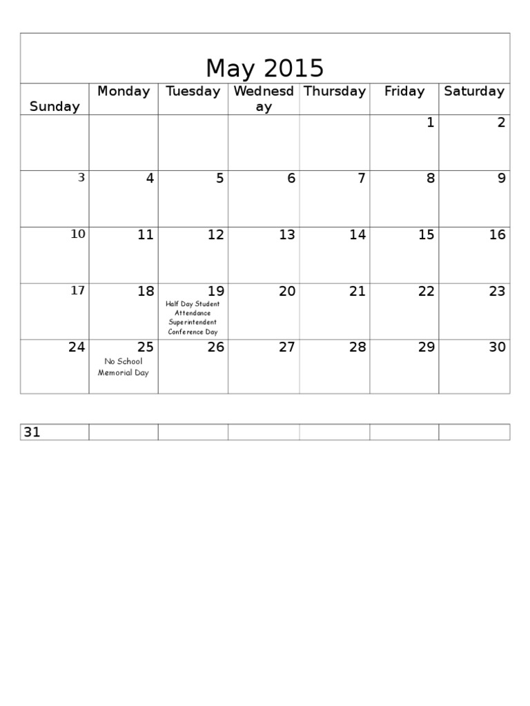May 2015 Calendar Family | PDF