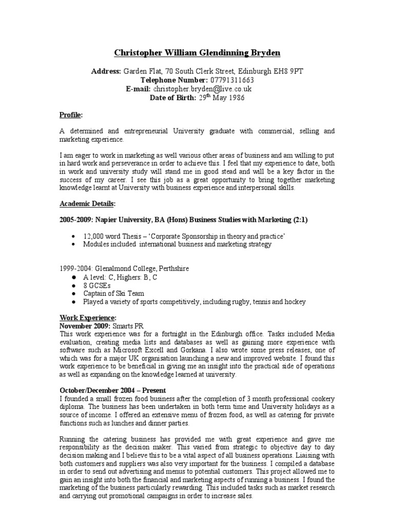 Marketing Graduate's Resume Overview | PDF