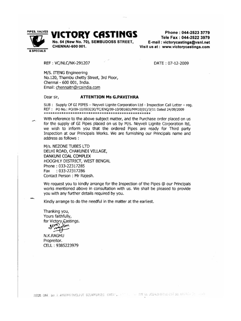 129 - Inspection Call Letter | PDF