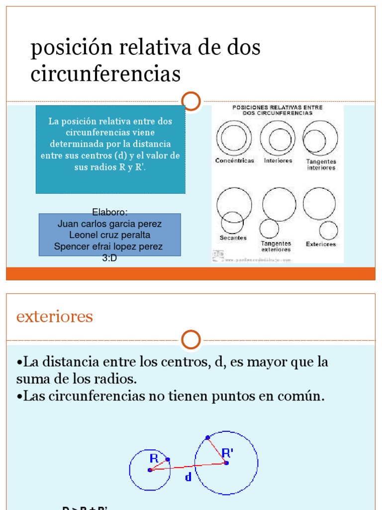 Posición Relativa de Dos Circunferencias | PDF | Tangente | Circulo