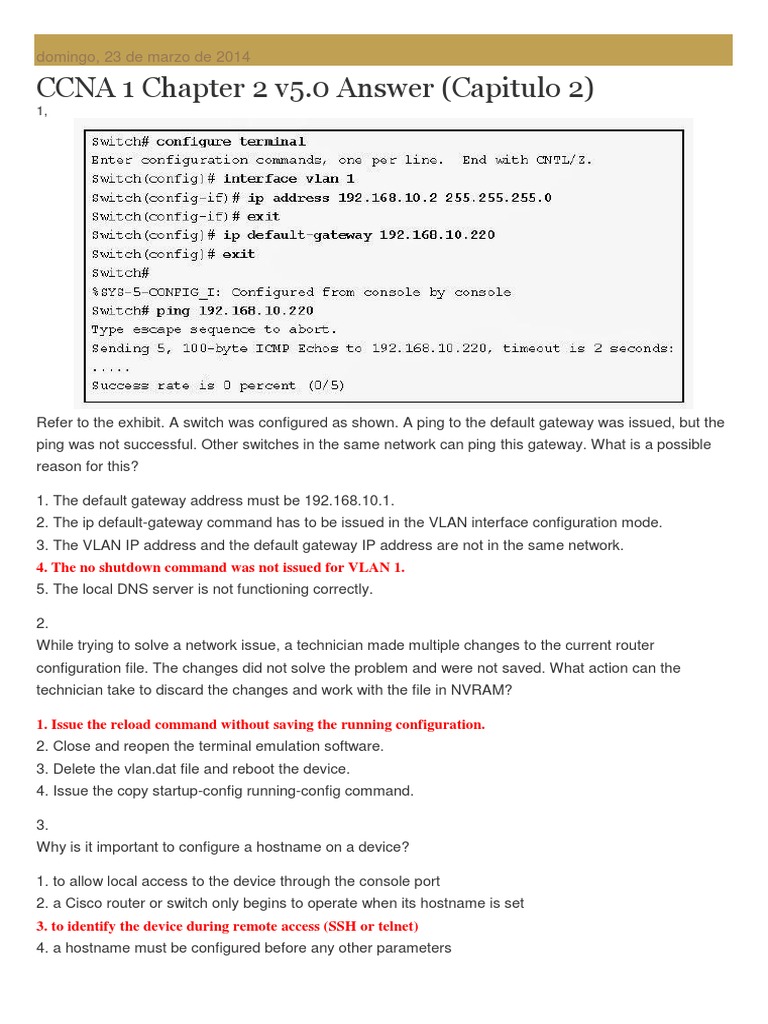 Ccna 1 Chapter 2 Pdf Network Switch Command Line Interface 