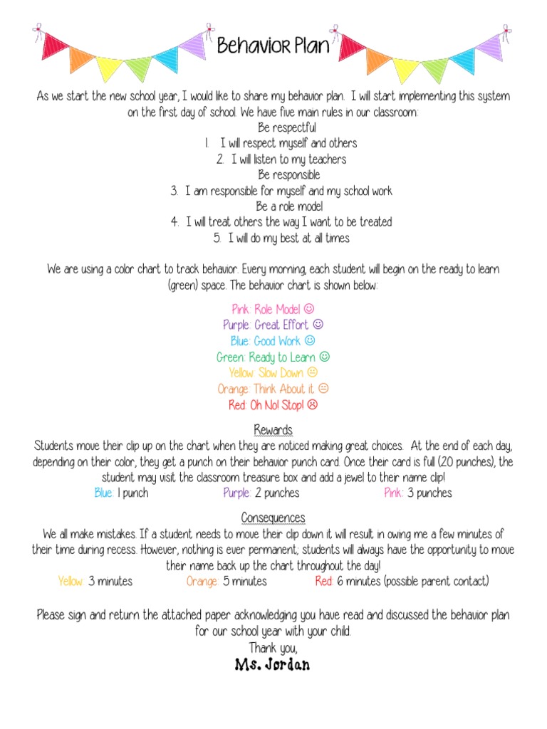Classroom Behavior Management Plan | PDF | Self-Improvement