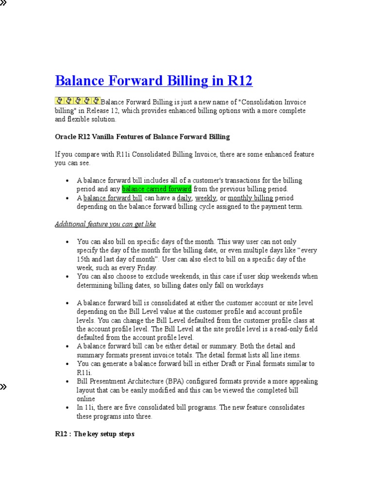 Oracle Balance Forward Billing R12 | PDF | Invoice | Computing