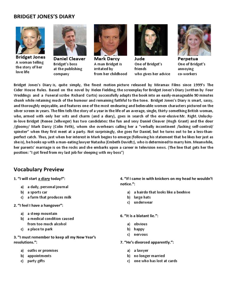 Bridget Jones'S Diary: Bridget Jones Daniel Cleaver Mark Darcy Jude ...