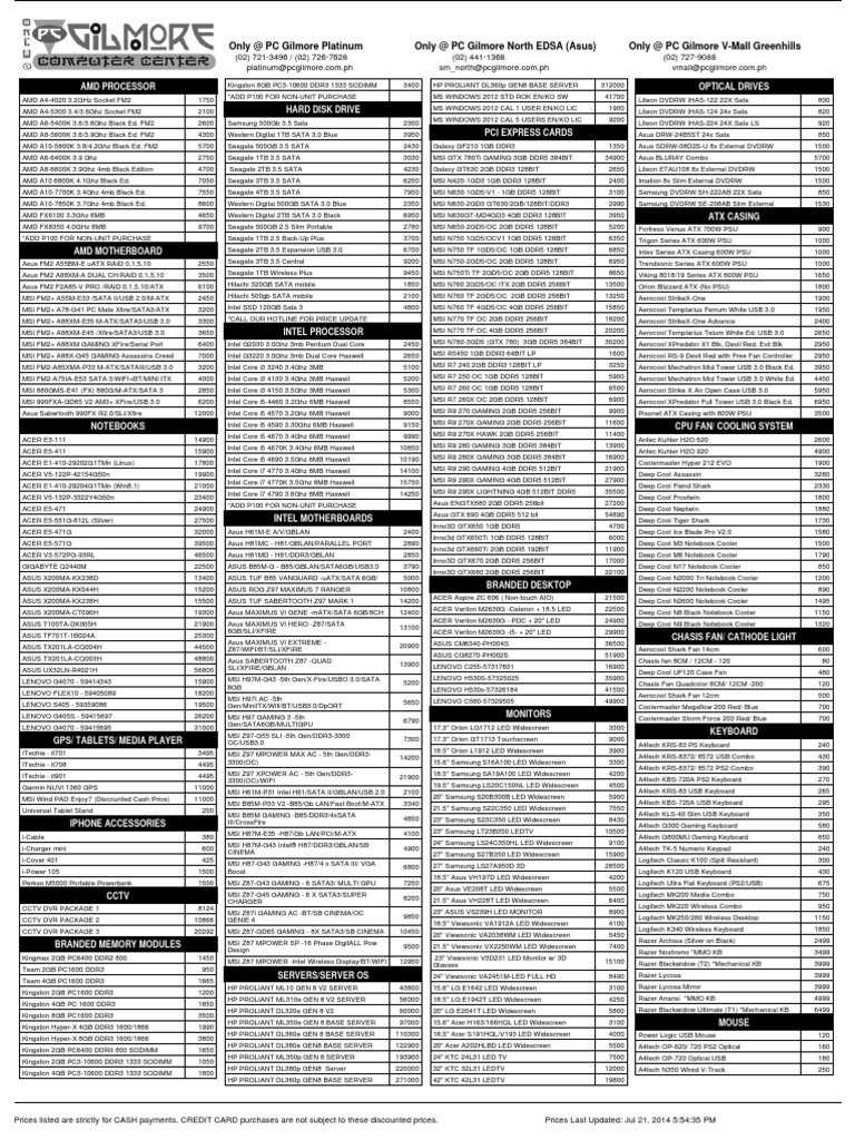Pricelist Lettersize | PDF | Computer Engineering | Media Technology