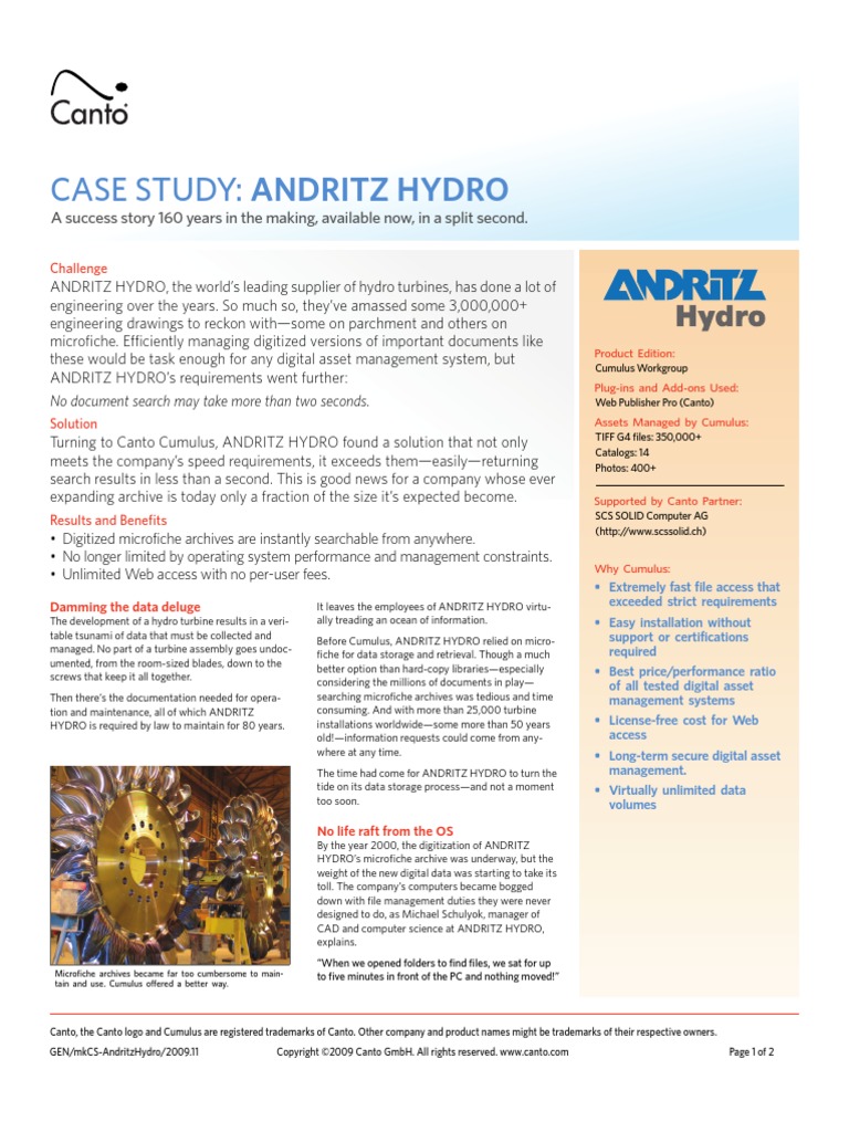 Canto Cumulus - ANDRITZ HYDRO Case Study | PDF