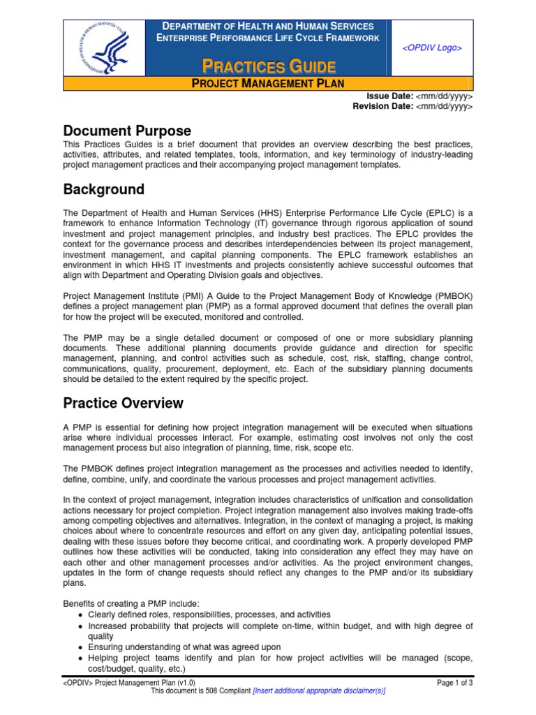 HHS EPLC Project Management Guide | PDF | Project Management | Risk ...
