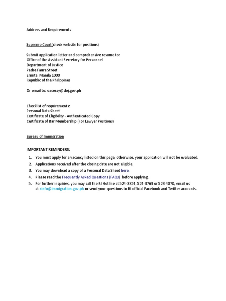 DOJ and Immigration Job Application Guide | PDF