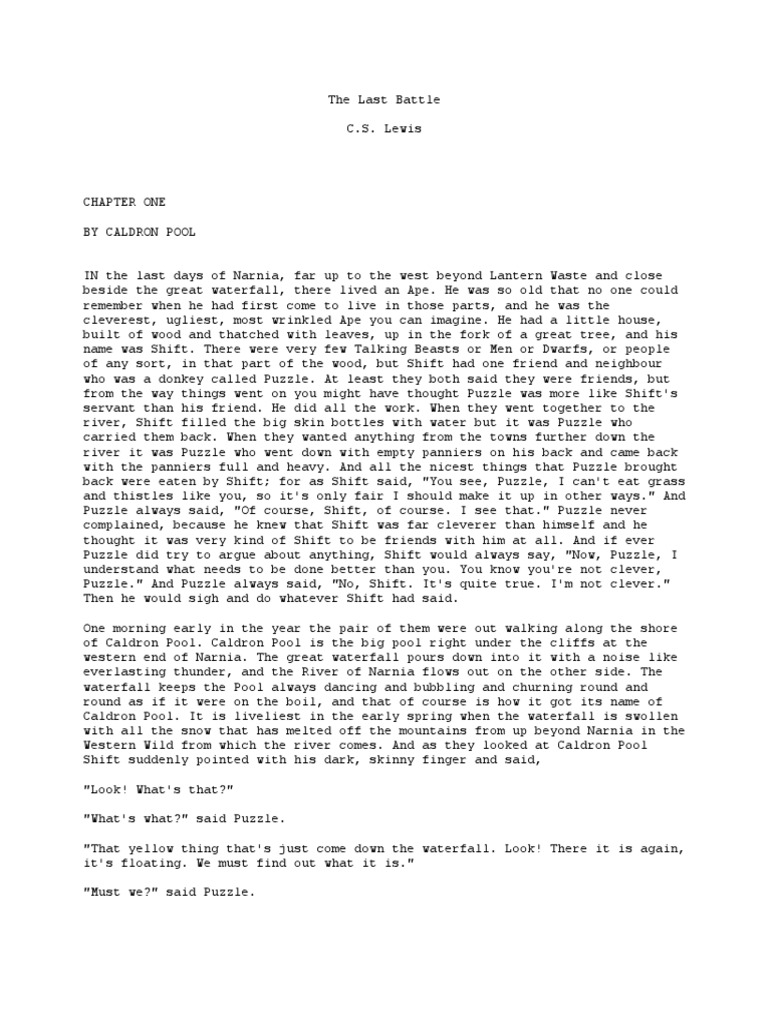 The Chronicles of Narnia 7 - The Last Battle | PDF | The Chronicles Of ...