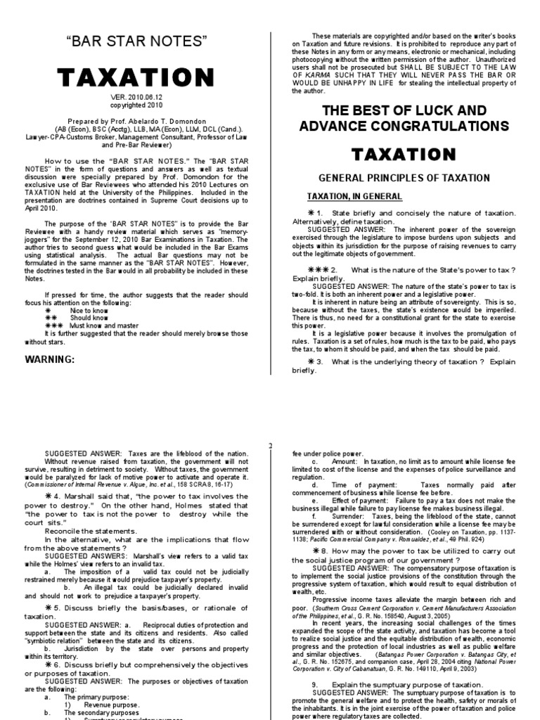Taxation Notes | PDF