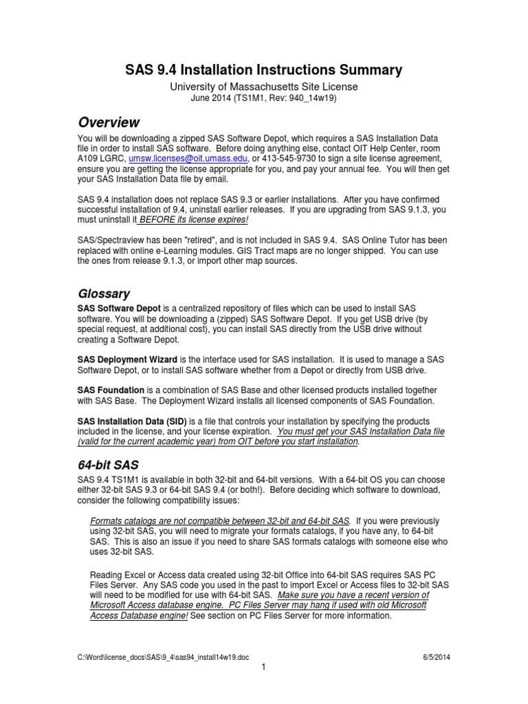 SAS 9.4 Installation Guide for Windows | PDF | 64 Bit Computing | Sas ...